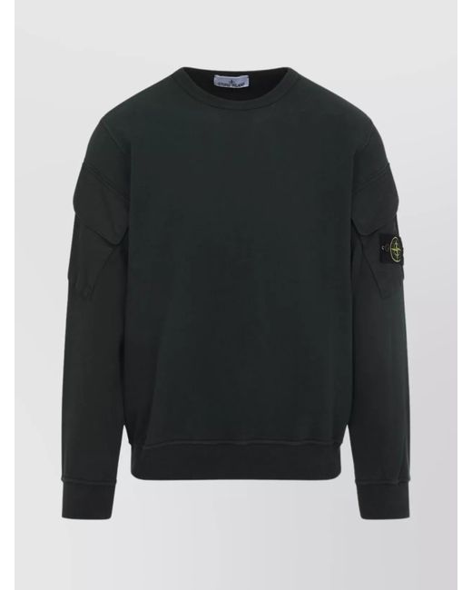 Stone Island Arm Patch Cotton Sweatshirt in Black for Men | Lyst UK