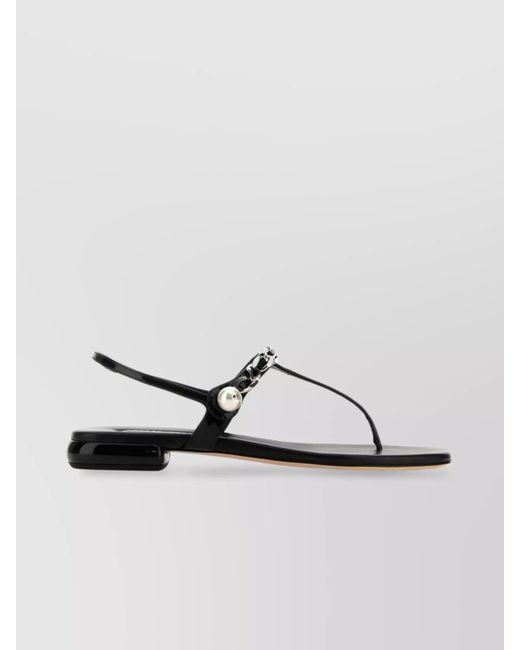 Miu Miu Leather Chain Thong Sandals in Metallic | Lyst