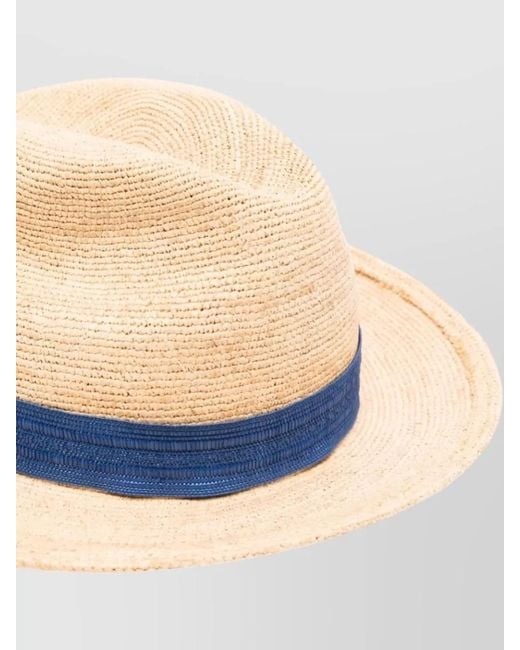 Borsalino Federico Raffia Hat Grosgrain Ribbon Band in Blue for Men ...