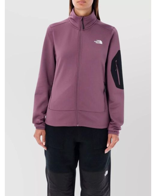 The North Face High Collar Fleece Jacket With Arm Pocket in Purple | Lyst