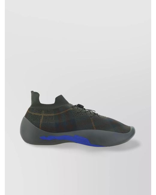 Burberry Check Pattern Knit Platform Sneakers in Blue for Men | Lyst
