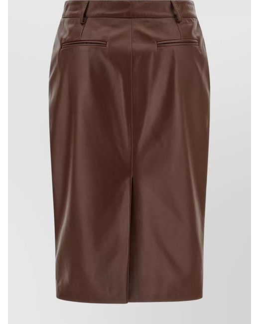 GIUSEPPE DI MORABITO Stylish Leather Skirt Featuring Back Slit in Brown ...