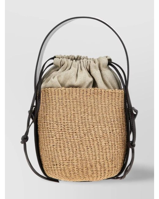 Chloé Small 'Woody' Raffia Crossbody Bag in Natural | Lyst