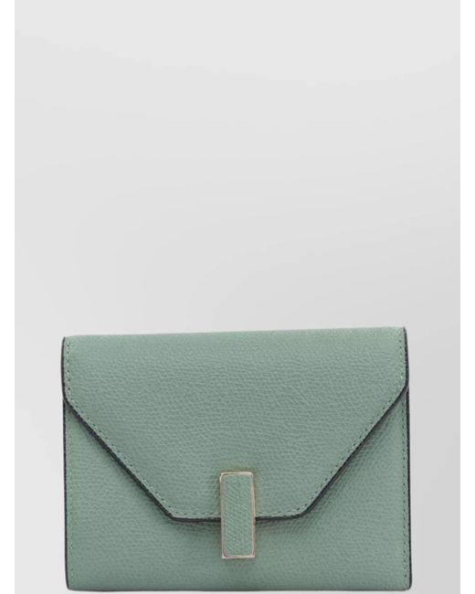 Valextra Flap Fold Textured Wallets & Cardholders in Green | Lyst