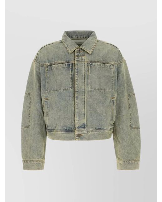 Entire studios Denim Jacket Sand Adjustable Hem in Green for Men | Lyst