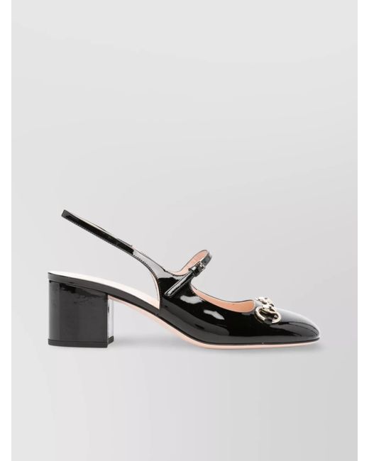 Gucci Clamp Square Toe Pump With Block Heel in Metallic | Lyst