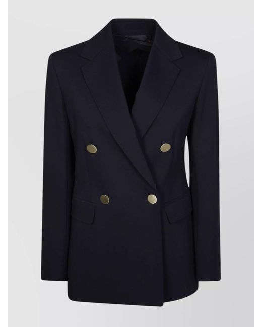 Max Mara Double-Breasted Milano Stitch Jacket in Blue | Lyst