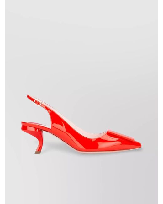Roger Vivier Leather Slingback Pumps in Red | Lyst