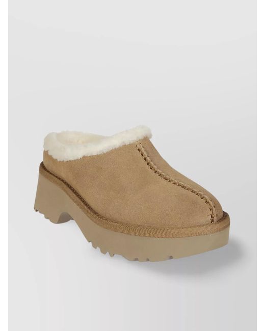 UGG Cozy Clog Platform Sole Stitch Detailing in Natural | Lyst