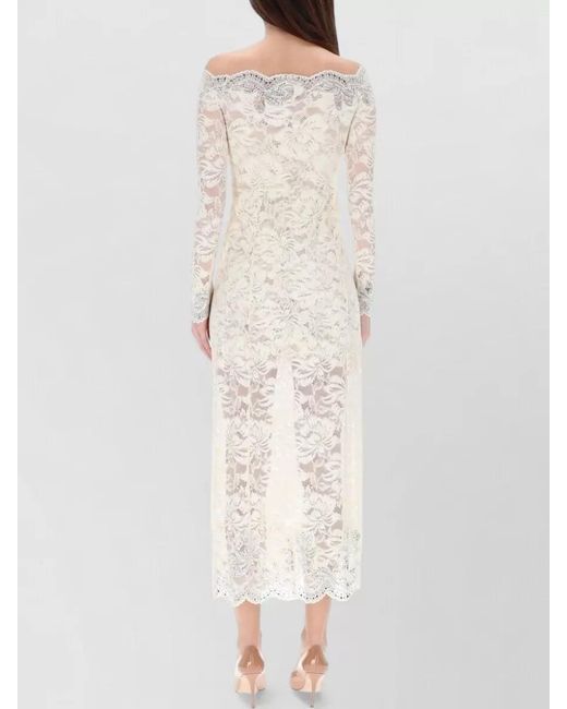 Rabanne Off-The-Shoulder Lace Dress Sheer Overlay in White | Lyst UK
