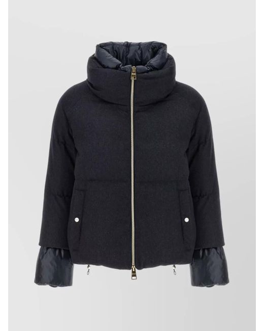 Herno Dual-Fabric Quilted Puffer Jacket With Adjustable Hem in Blue | Lyst