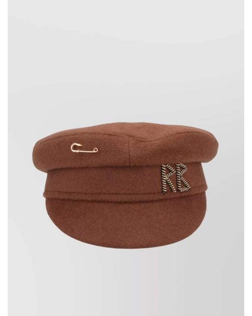 Ruslan Baginskiy Flat Top Soft Texture Safety Pin Detail in Brown | Lyst