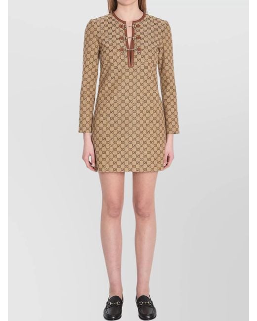 Gucci Gg Mini Dress Horsebit in Natural | Lyst UK