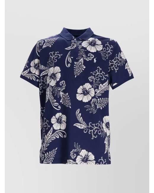 Ralph Lauren Logo Cotton Polo Shirt With Floral Pattern in Blue for Men ...