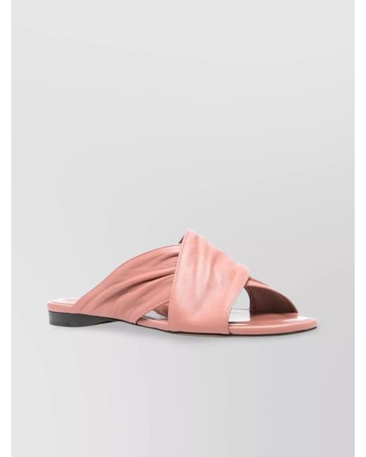 Paris Texas Leather Flat Slides in Pink | Lyst UK