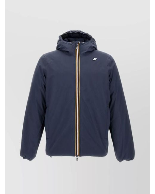 K-Way Reversible Hooded Quilted Jacket in Blue for Men | Lyst UK