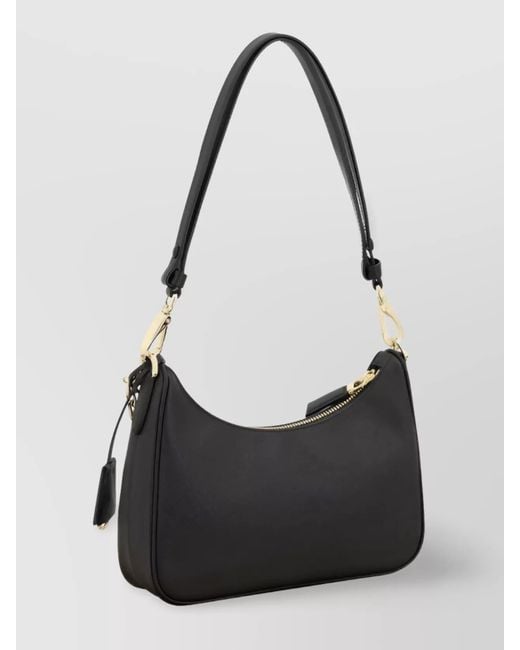 Prada Lux Leather Chain Strap Shoulder Bag in Black | Lyst UK