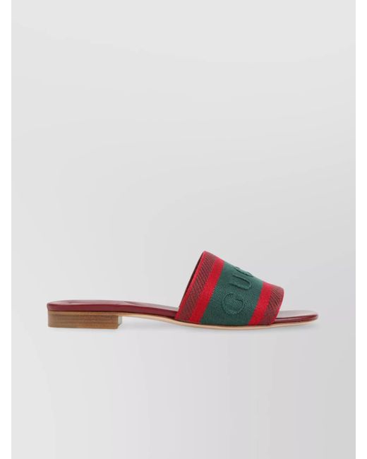 Gucci Jane Striped Cotton Sandals in Red | Lyst UK