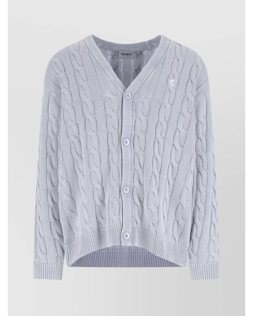 Carhartt Textured Cable Knit Crewneck Sweater in Blue for Men | Lyst UK