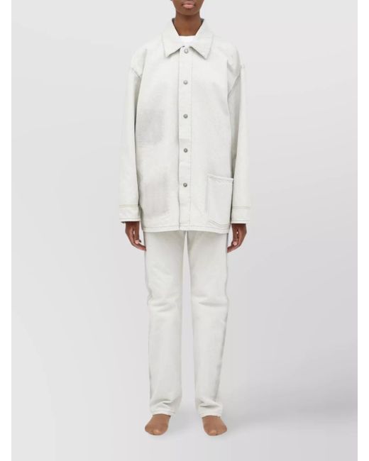Maison Margiela Denim Shirt Jacket With Patch Pocket in White for Men ...