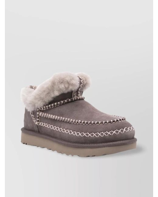 UGG Mini Alpine Stitch Detailing Rubber Sole Boots | Lyst