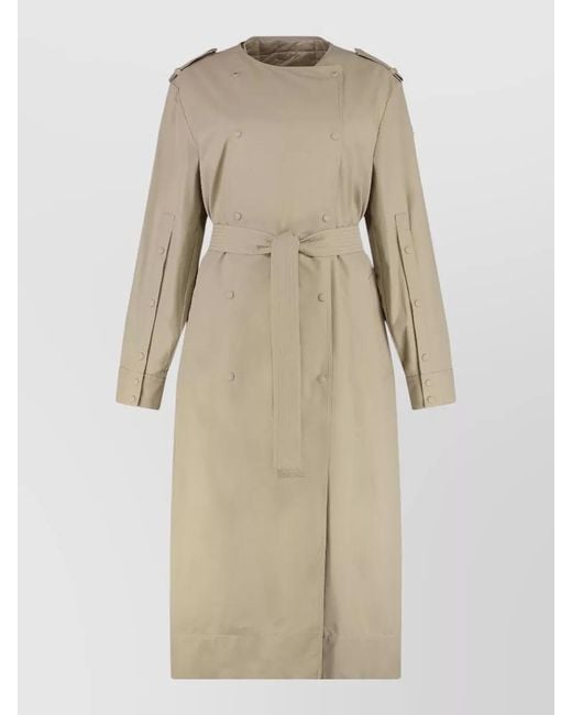 Moncler Gourdon Trench Coat Long Belted Design in Natural | Lyst UK