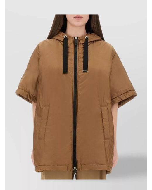 Max Mara Padded Jacket With Short Sleeves And Hood in Brown | Lyst UK