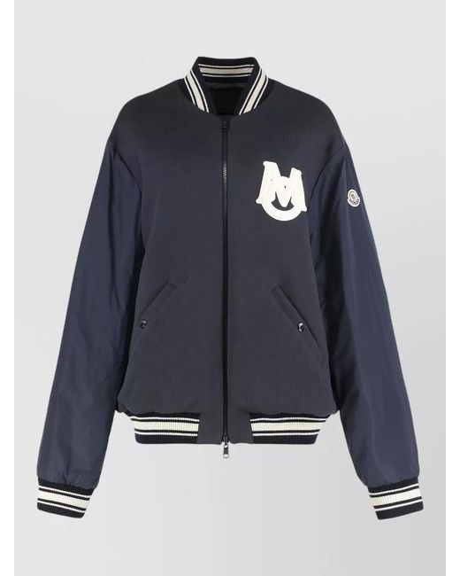 Moncler Reversible Bomber Jacket Featuring Knit Finishes in Blue for ...