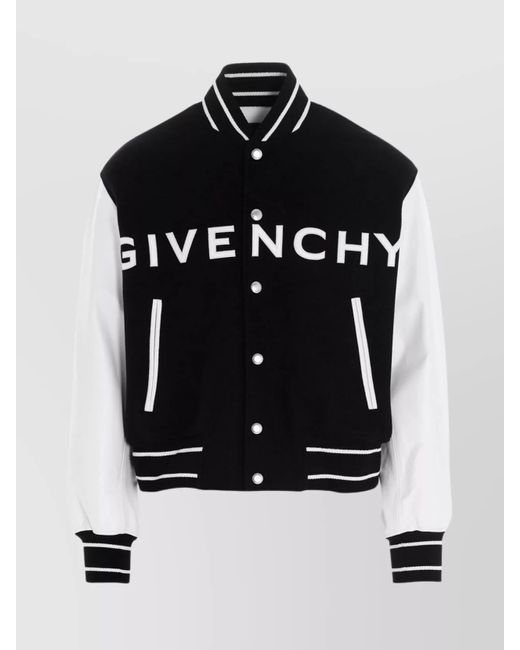 Givenchy Logo Bomber Jacket With Ribbed Collar in Black for Men | Lyst