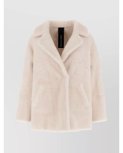 Blancha Shearling Jacket Star Pattern in Natural | Lyst
