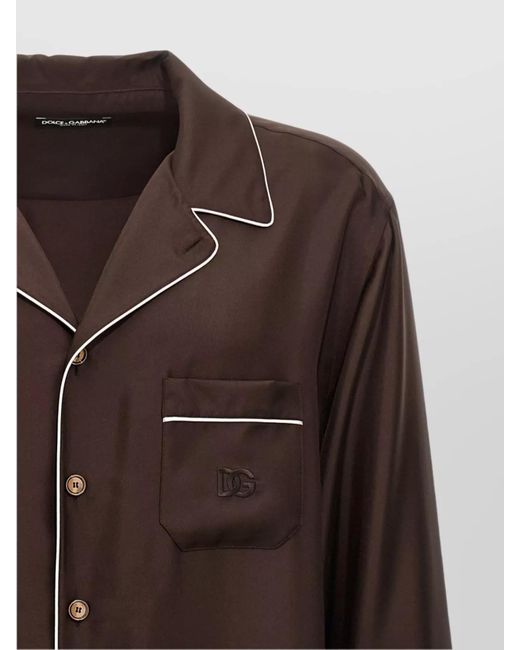 Dolce & Gabbana Shirt Logo Embroidery Chest Pocket in Brown for Men ...