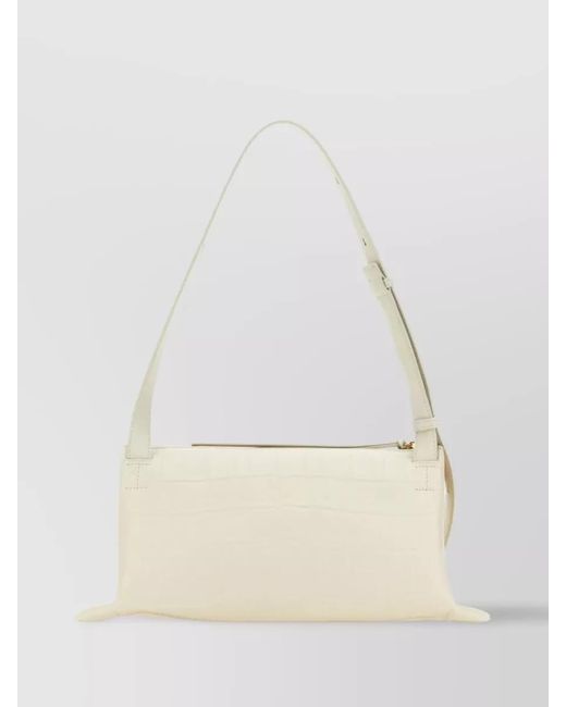 Jil Sander Small Empire Crocodile Embossed Shoulder Bag in Natural ...