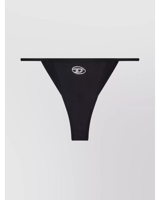 DIESEL Camille High-Cut Leg Triangle Bikini Bottom in Black | Lyst