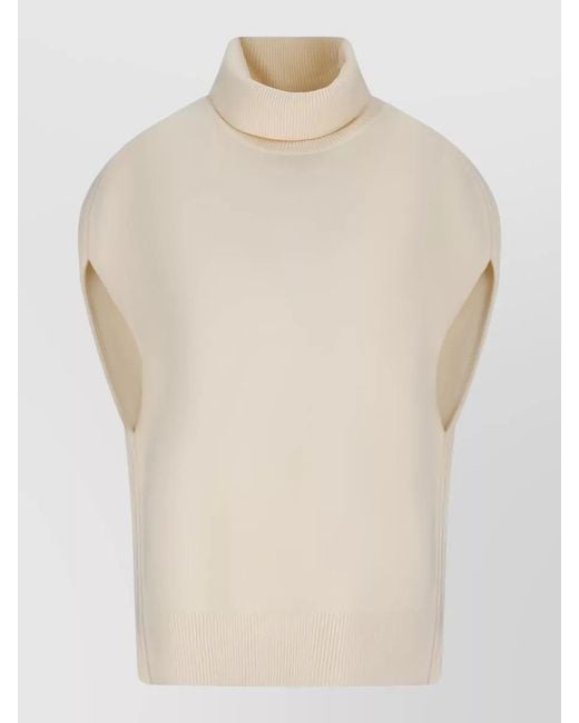 TOTEME Wool Roll Neck Sleeveless Vest in Natural | Lyst