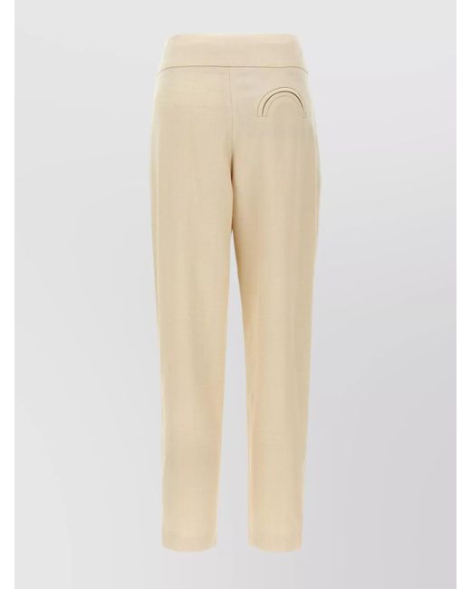 Blazé Milano Sheena Basque Front Pleated Trousers in Natural | Lyst UK