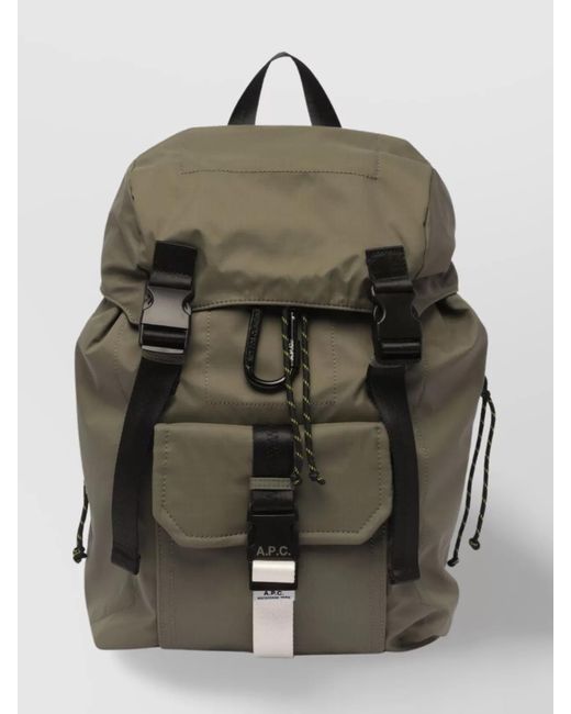 A.P.C. Dark Khaki Trek Backpack Front Flap in Green for Men | Lyst