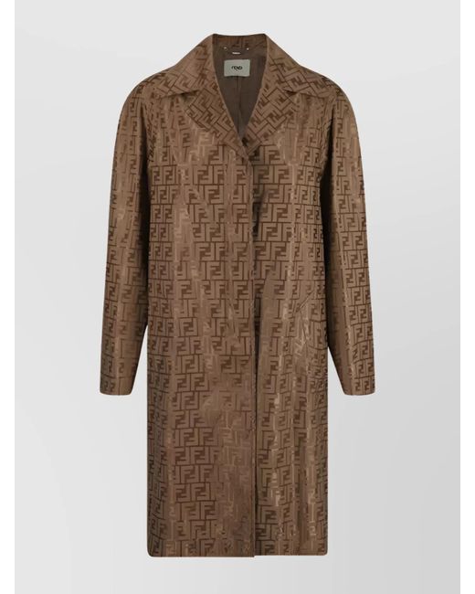 Fendi Lapel Coat With Back Slit And Pockets in Brown | Lyst