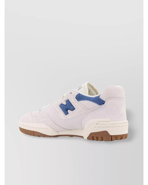 New Balance Suede Sneakers With Denim And Perforated Panels in White | Lyst
