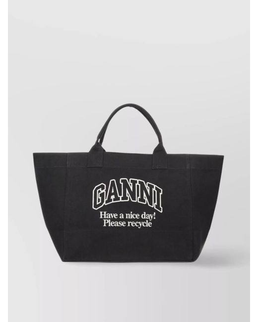 Ganni Large Carryall Tote Bag in Black | Lyst
