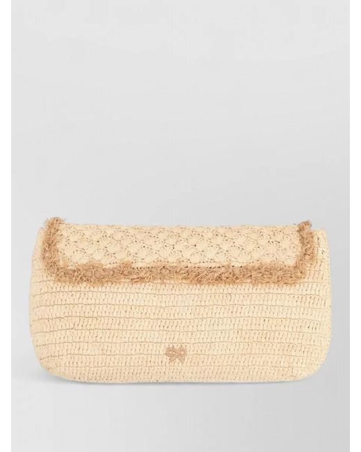 Anya Hindmarch Rectangular Clutch Woven Texture Floral Fringe | Lyst UK