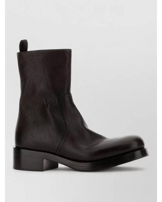 Prada Leather Ankle Boots Round Toe Design in Black | Lyst UK
