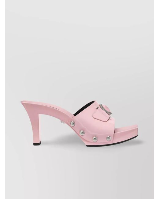 Versace Square Back Patent Mules With Stud Detailing in Pink | Lyst