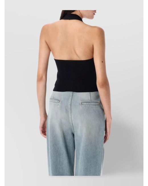 ÉTERNE Ribbed Cotton Halter Neck Top in Black | Lyst UK
