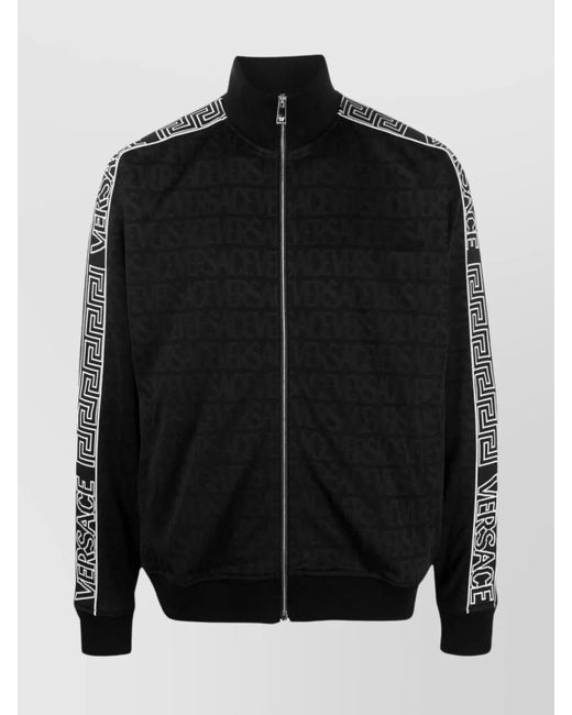 Versace Ribbed High Neck Track Jacket With Allover Jacquard Pattern in ...