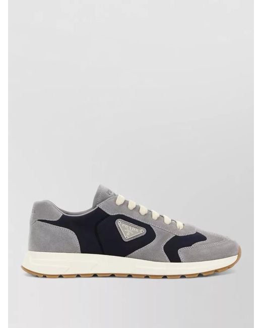 Prada Suede Panel Renylon Sneakers Rubber Sole for Men | Lyst UK