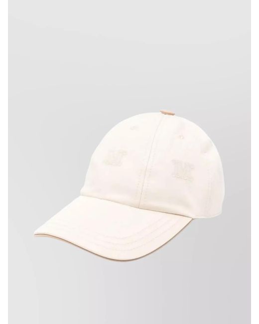 Max Mara Curved Brim Logo Embroidered Hat in Natural | Lyst