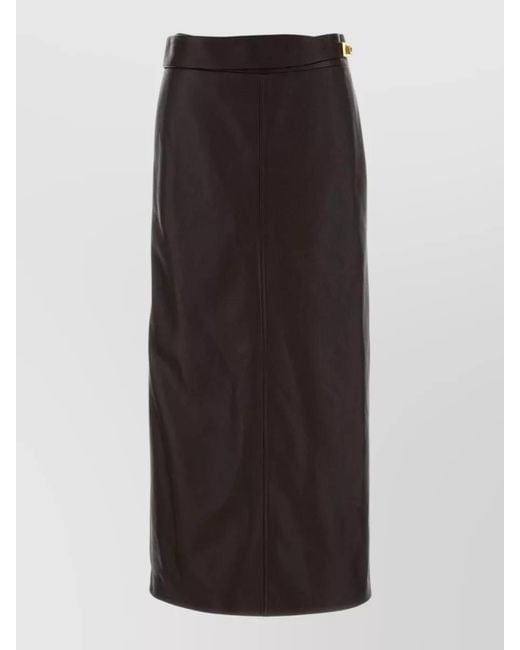 Ferragamo High-Waisted Midi Skirt Back Slit in Black | Lyst UK