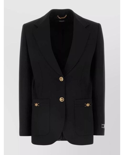 Versace Wool Blazer Oversize Buttons in Black | Lyst