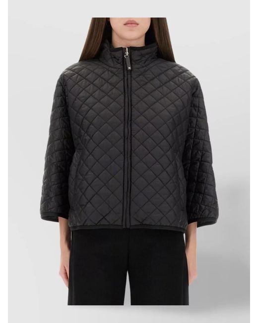 Max Mara Lightweight Quilted Jacket High Collar in Black | Lyst UK
