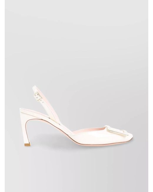 Roger Vivier Metal Trompette Leather Pumps in White | Lyst